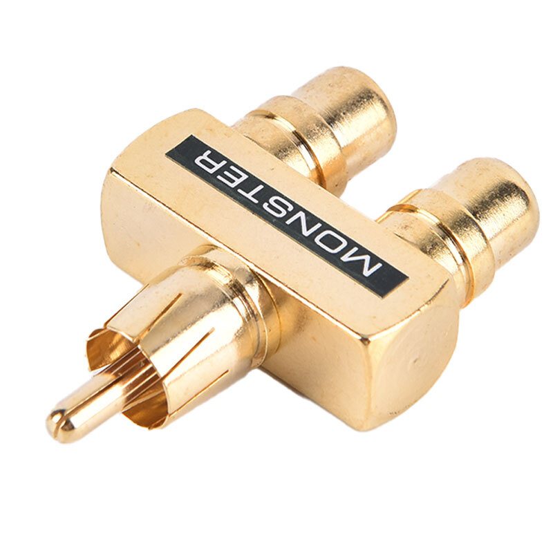Copper Gold Plated RCA Audio Video Splitter 1 Male to 2 Female ...
