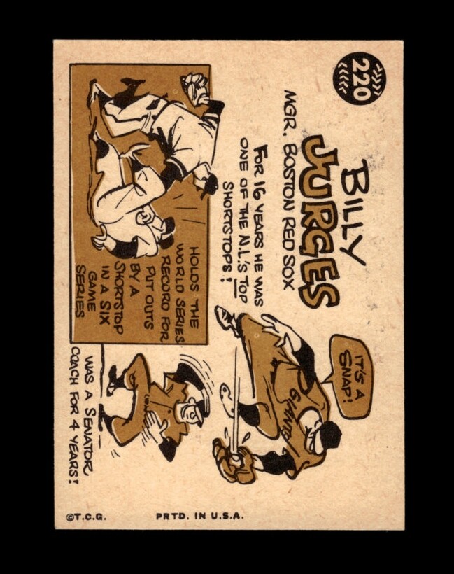 1960 Topps Set-Break #220 Billy Jurges Mg EX-EXMINT *GMCARDS* | eBay