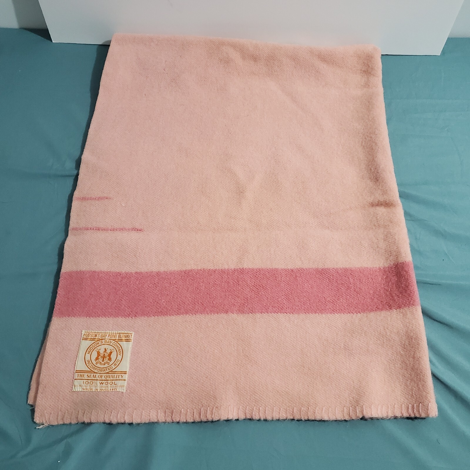 Hudson’s Bay Company 100% Wool Point HBC Blanket Pink 1.5 point Made in ...