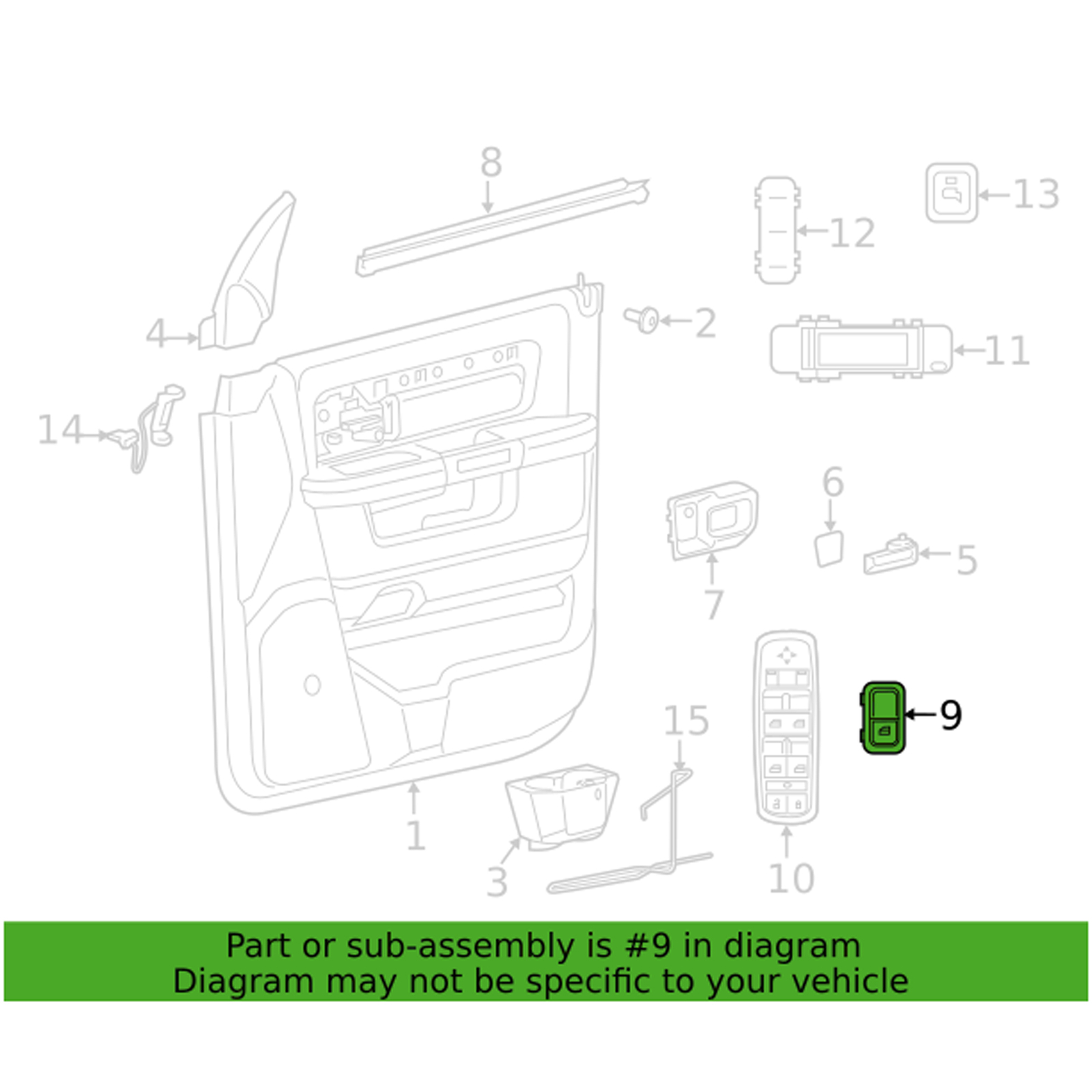 15-17 Chrysler 200 68268251AC Right Front Passenger Window Switch OEM ...