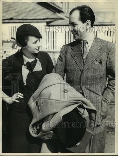 1935 Press Photo Prince Sigvard of Sweden & bride Erika Batzek of ...