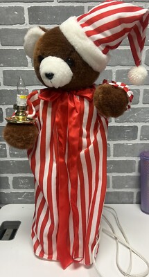 Vintage Telco Christmas Motionette Teddy Bear w/Candy Cane Striped ...