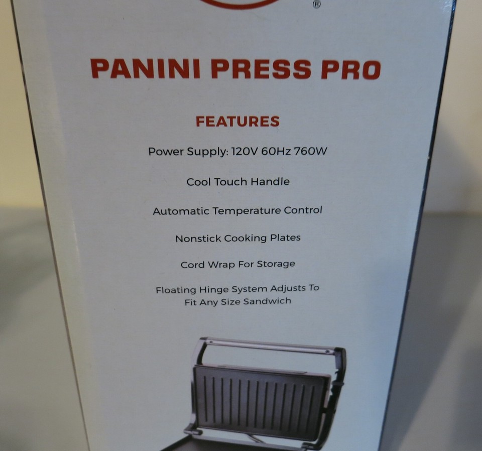 Panini Press Pro by Chef's Counter Non-Stick Auto Temp Control Adj ...