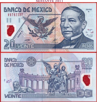 MEXICO 20 PESOS 2001 Sign Garcia Serie K P 116b (2) XF free shipping ...