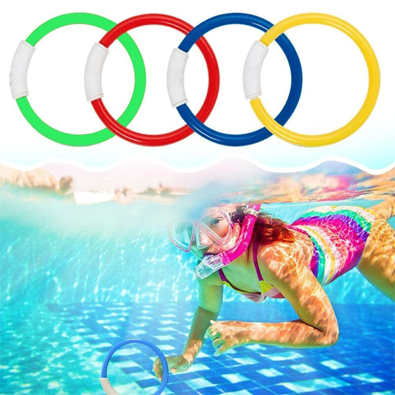 4pcs Diving Rings Underwater Swimming Rings Sinking Pool Toy Rings For ...