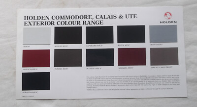VT Holden Commodore Calais Ute Exterior Interior Colour Chart Brochure ...