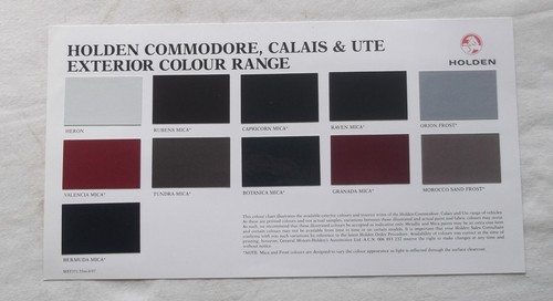 VT Holden Commodore Calais Ute Exterior Interior Colour Chart Brochure ...