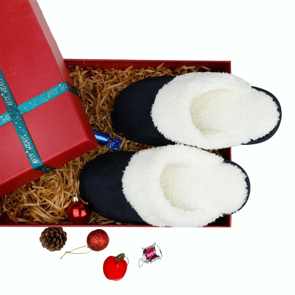 Mens Womens Fuzzy Bedroom Slippers Warm Memory Foam Furry Slip on House ...