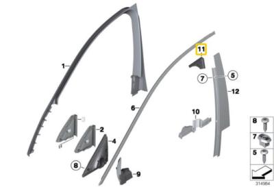 BMW 7 Series F01 F02 F04 2008-2015 Front Door Upper Trim Seal Left ...