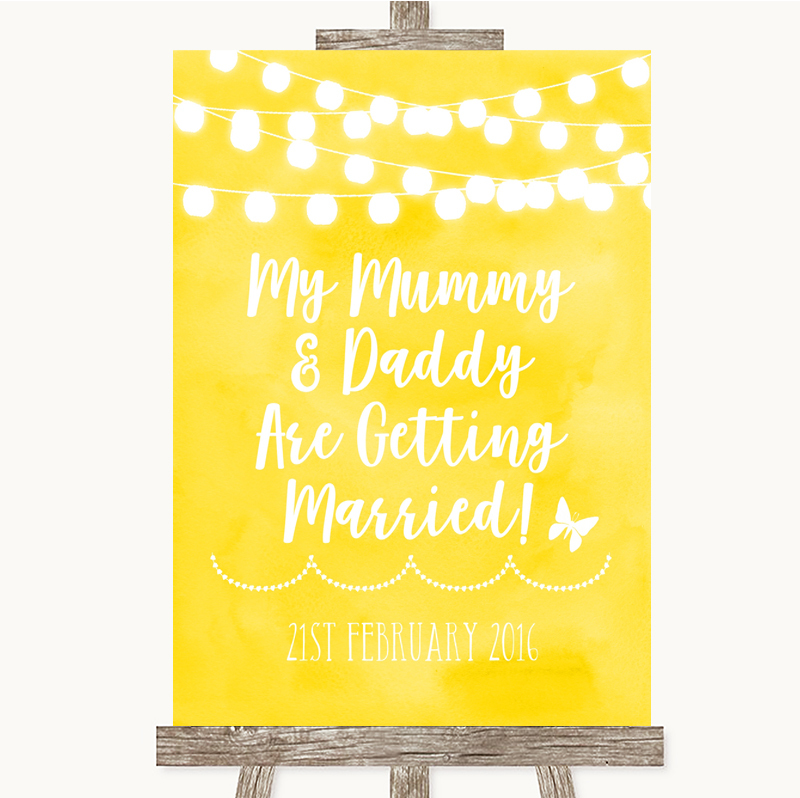 Yellow Watercolour Lights Mummy Daddy Getting Married Personalised ...