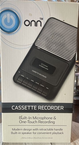 ONN Cassette Recorder External/Built-in Microphone One Touch Recording ...