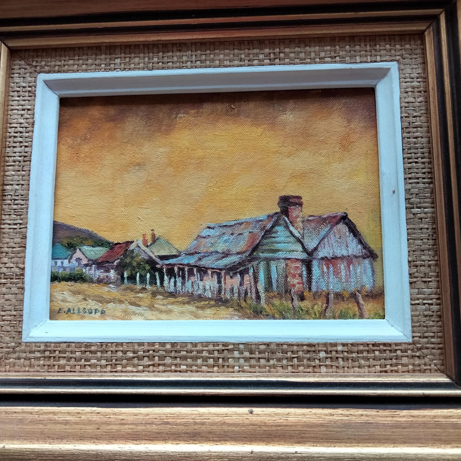 Edward 'Ted' Allsopp-Artist-Olympian-Vintage Orig. Oil Old Cottage ...