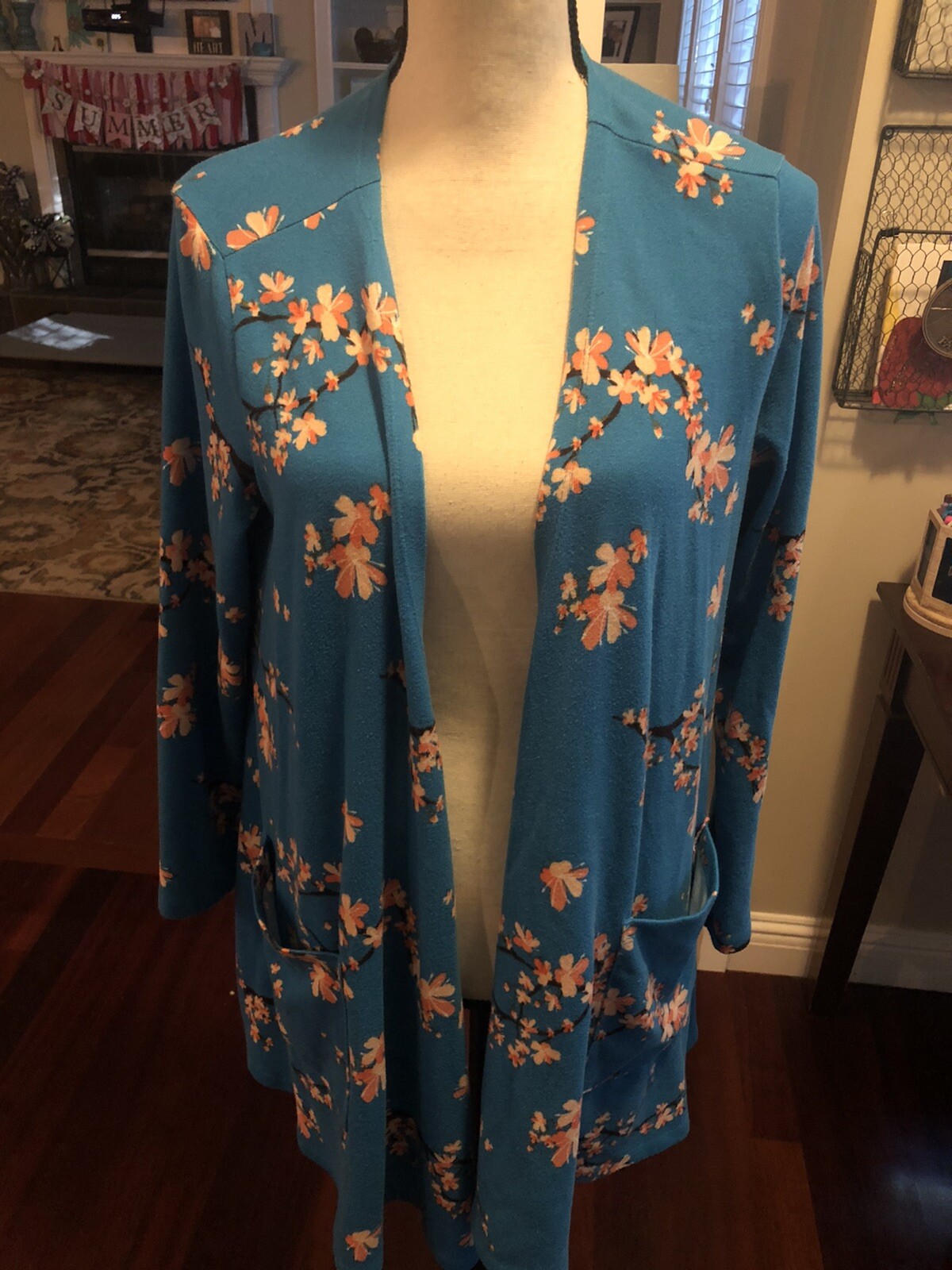 LULAROE Caroline Cardigan Sweater Lot of 2 Size Medium Gray, Aqua, Red ...