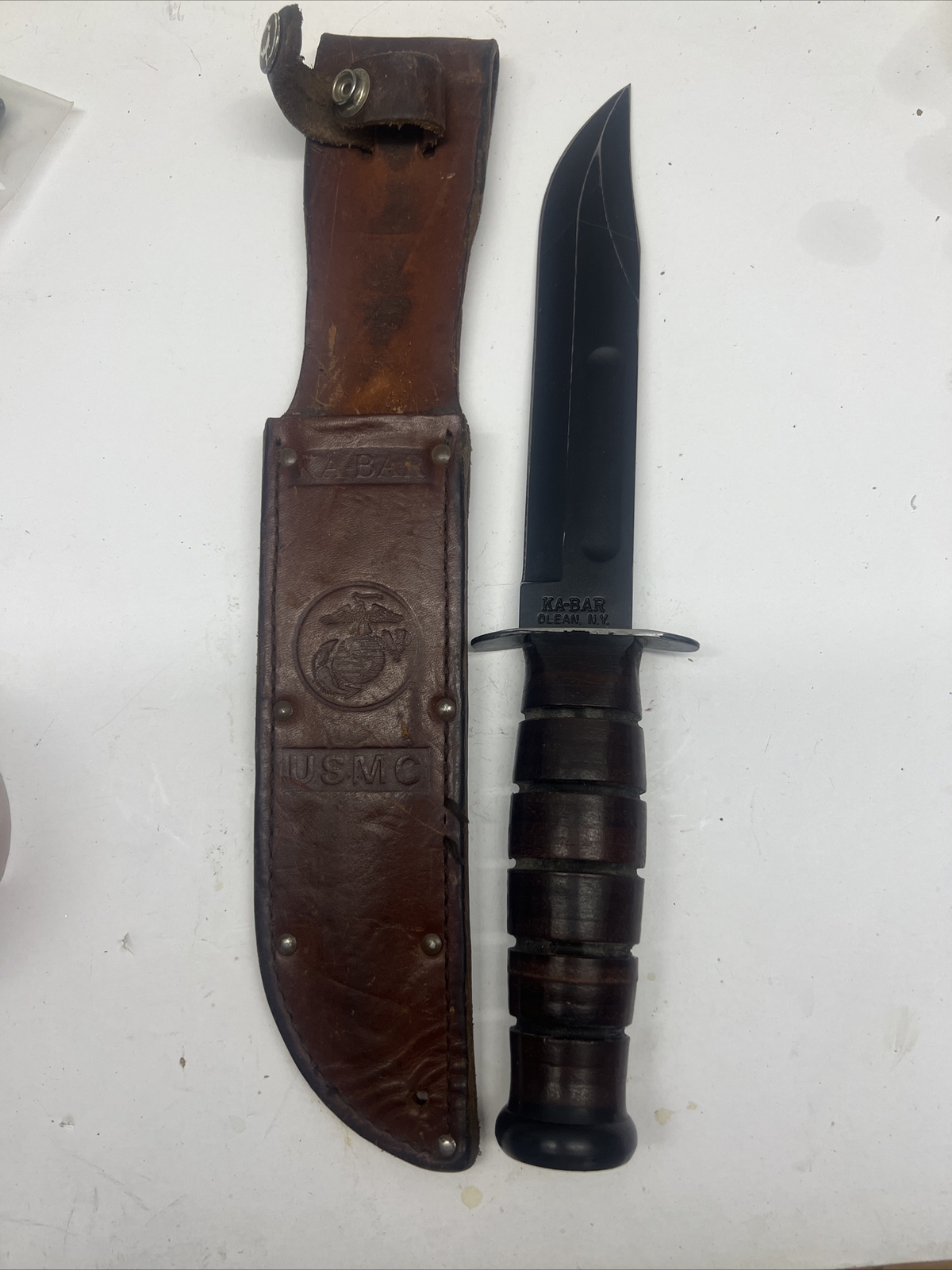 Kabar 7 Inch Blade Knife With Case Usmc Olean N.Y. | eBay