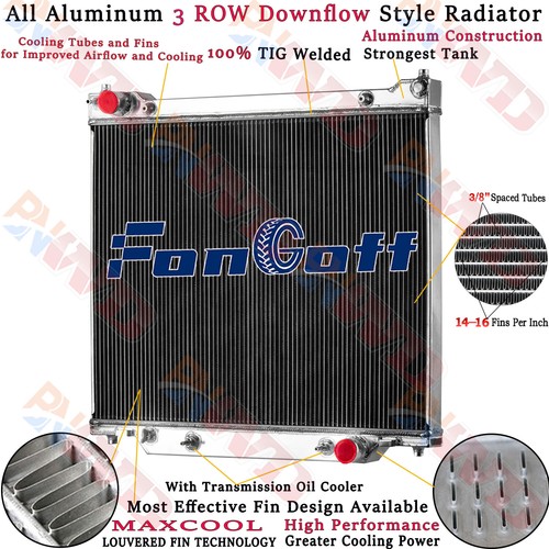 3 Row Radiator for Ford E150 E250 E350 Econoline Club Wagon 6.8L V10 ...