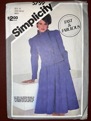 Vintage 1980s Womens Suits Uncut Sewing Pattern Simplicity 5759 Sizes ...