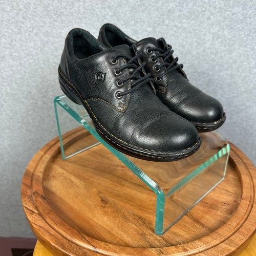 BORN Black Leather Lace Up Oxford Shoes Women's 7.5 Wide Comfort Casual ...