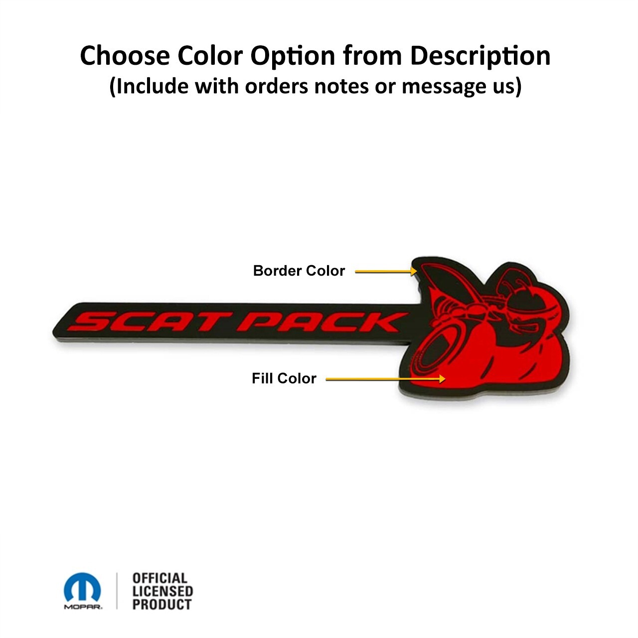 Mopar Licensed Scat Pack Bee Acrylic Trunk Rear Spoiler Badge w/Color ...