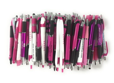 100ct Mixed Lot Misprint Retractable Click Pens: PINK / ROSE / MAGENTA ...