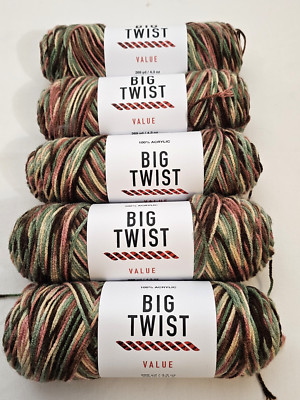 Big Twist Value Yarn - WOODLAND CAMO - Lot of 5 - Dye Lot# 45/6287 - 4 ...