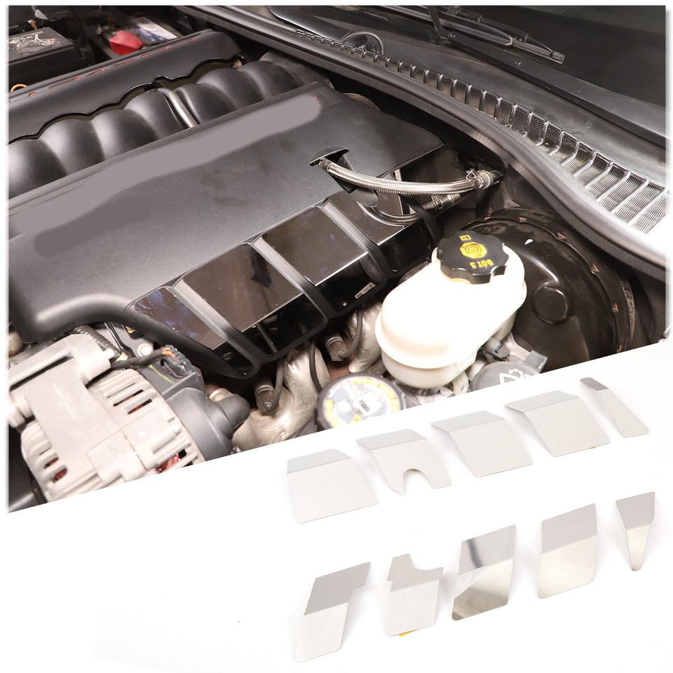 Silver Stainless Engine Bay LOWER FUEL RAIL COVER Plate Fits corvette ...