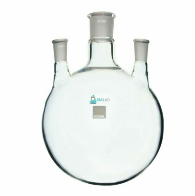 USA Lab Equipment 5L Round Bottom Receiving Flask - 3 neck 2 - 24/40 ...