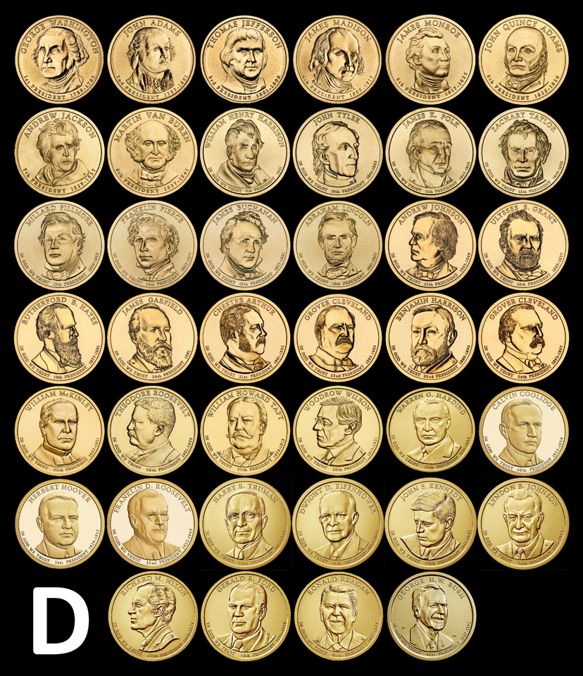 COMPLETE Presidential Dollar Set P&D Brilliant Uncirculated EXCELLENT ...