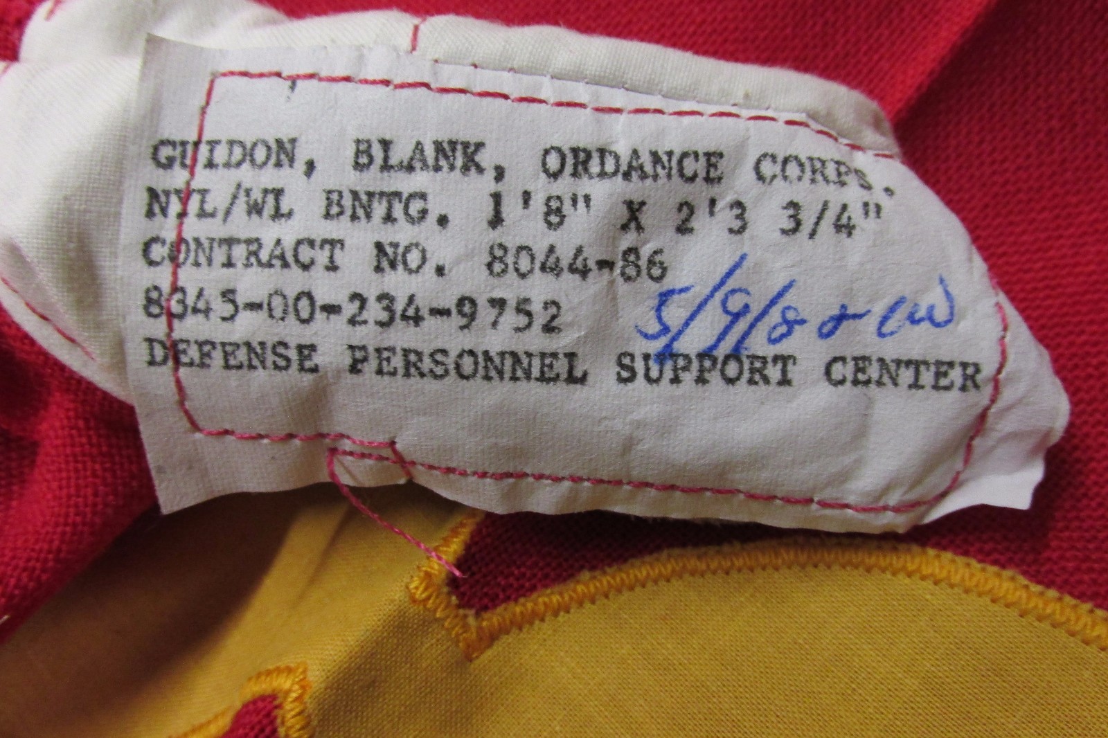 US Military Ordnance Corps Guidon Flag Flaming Bomb Nylon & Wool Type ...