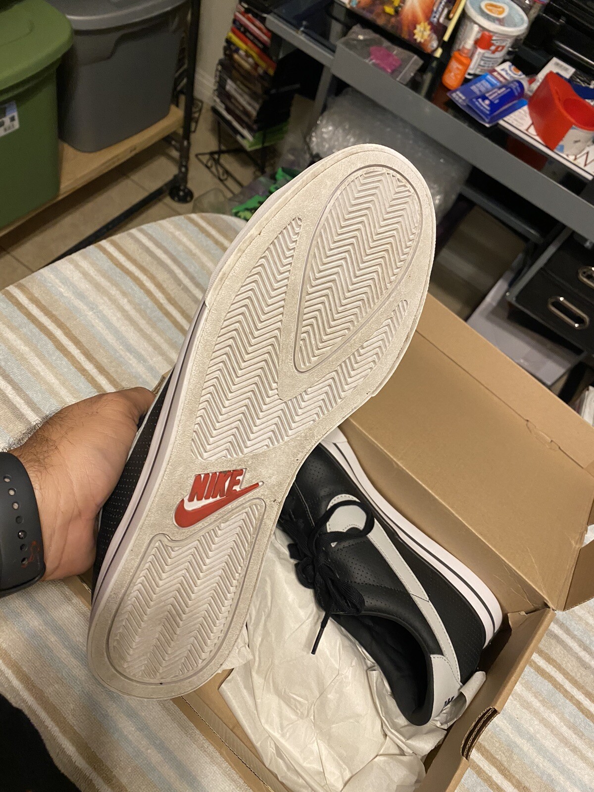 Nike Sweet Classic Leather Sneakers Black/White - Gem