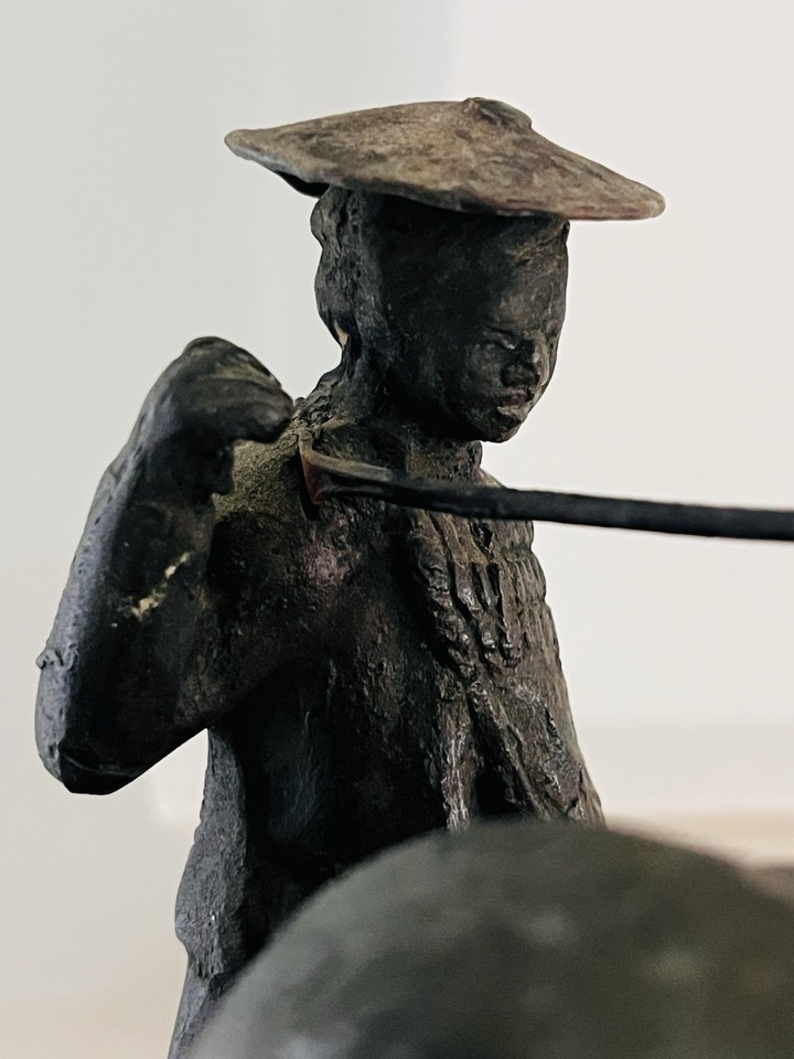 Vintage Bronze Sculpture Chinese Peasant And Water Buffalo Indochinese Statue | eBay