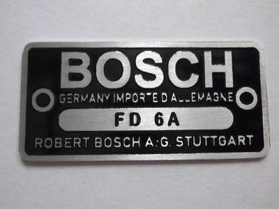 Typenschild Schild Bosch FD 6 A 6A Oldtimer alu s4 tag id plate ...