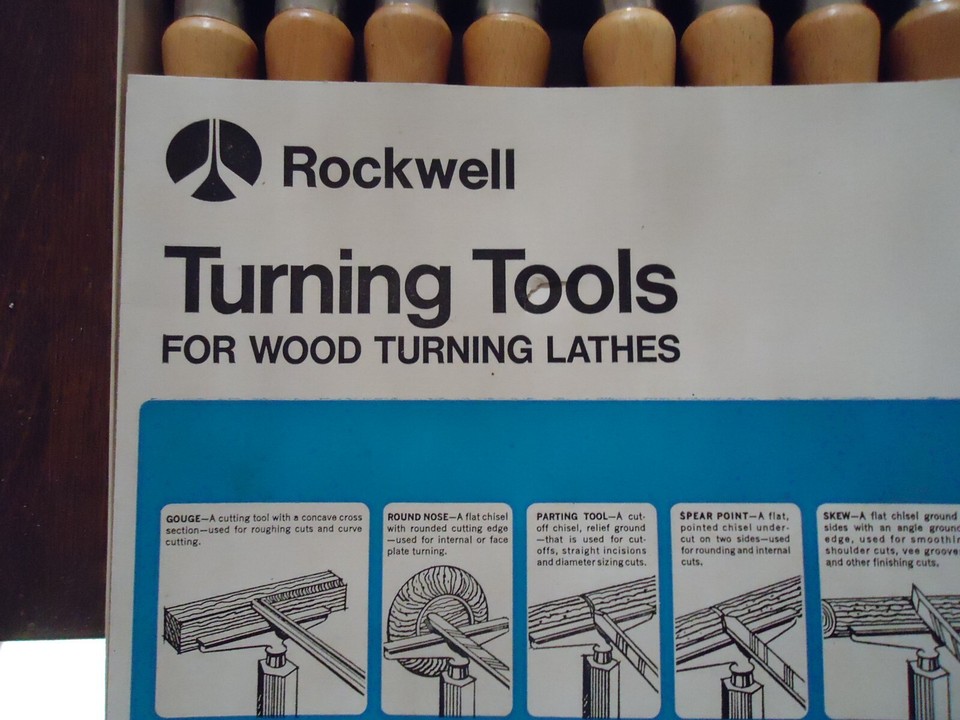 Rockwell Wood Lathe Turning Chisel Tools 14 1/2" Long Set of 8, | eBay