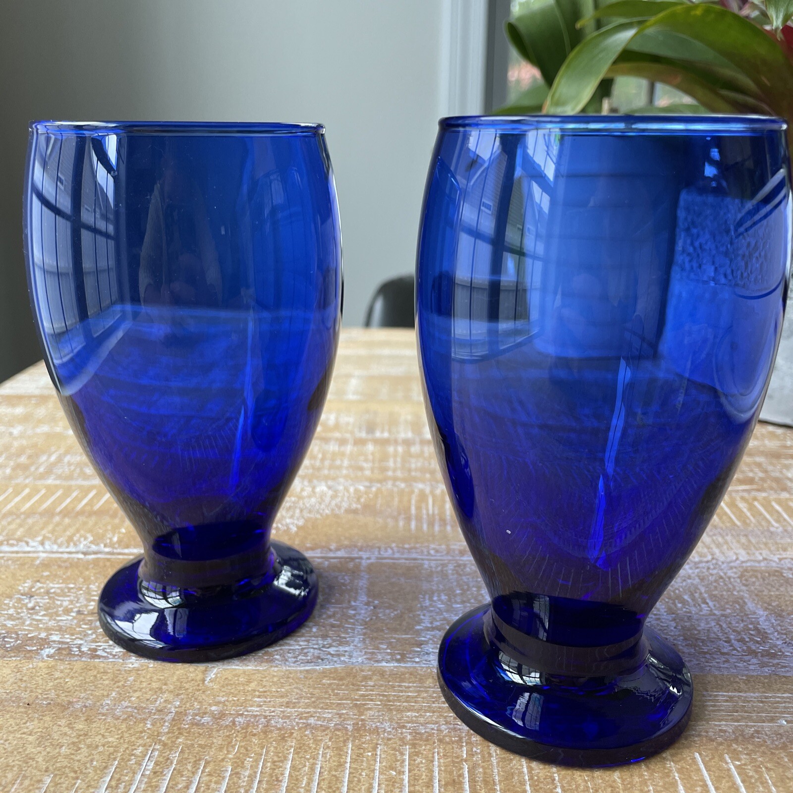 2 Cristar Lexington Cobalt Blue Teardrop Tumbler Goblets Pedestal ...