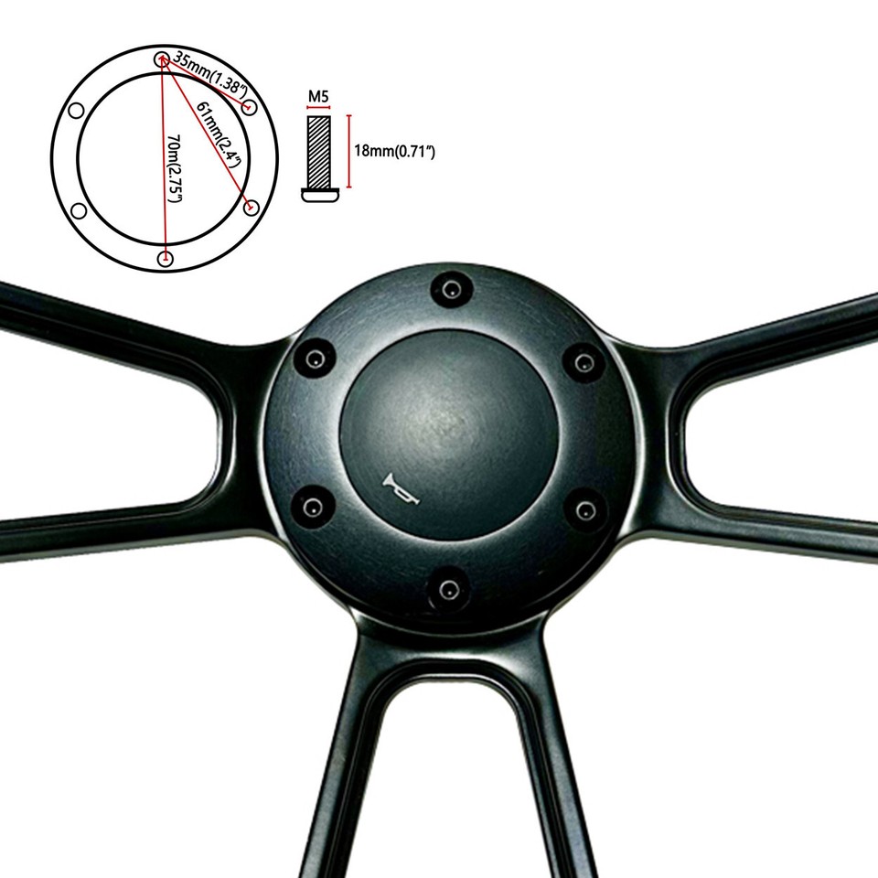 Hiwowsport 14" Universal Grain Wood Steering Wheel Black 3-Spoke 1.5 ...