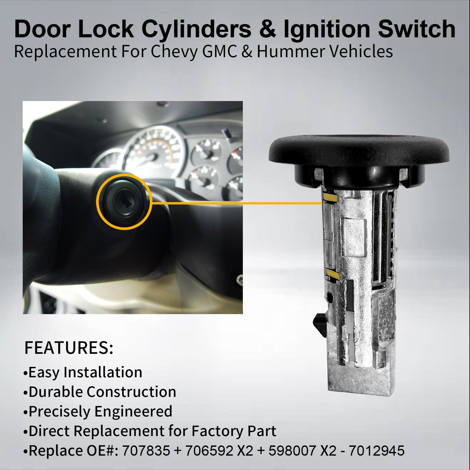 Ignition Switch & Front Door Lock Cylinders for 03-07 Chevy Silverado ...