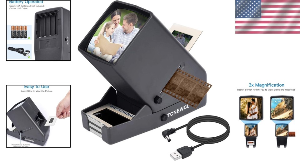 35mm Slide and Film Viewer, Negative Viewer, Desk Top LED Lighted ...