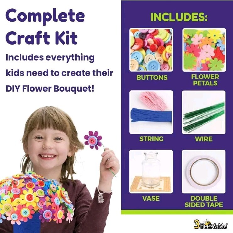 Flower Crafts Kit For Kids Boy's And Girls 3+ New In Box 3 Bess&Me | eBay