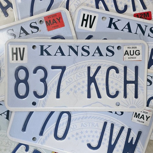 KANSAS LICENSE PLATE 🔥FREE📬🔥 1 w/RANDOM LETTERS & #'S ~ EMBOSSED BLUE ...