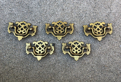Vintage Antique Brass Chippendale Drawer Pulls Colonial Hardware 3"x2 ...