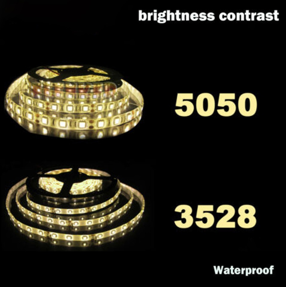 5M 300 LED Strip Light 3528 5050 SMD RGB Ribbon Tape Roll Waterproof DC ...