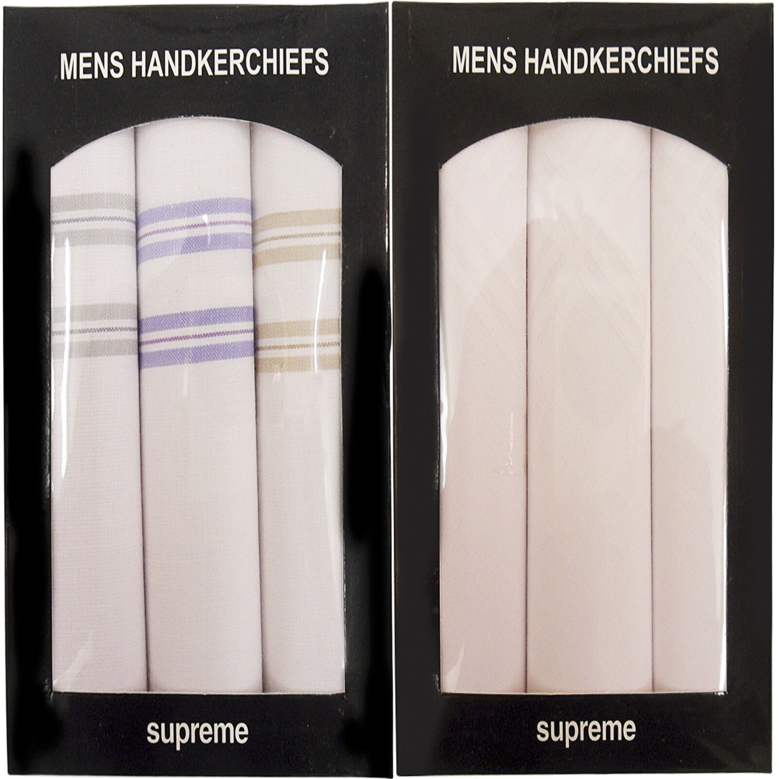 New Men's Gents White 100% Cotton 3 Pack Gift Boxed Hankies ...