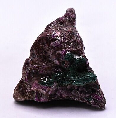 175ct Deep Purple Cobaltoan Calcite w/ Green Malachite Cluster Rough ...