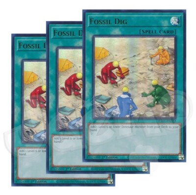 Yugioh - Fossil Dig x 3 - 1st Edition Ultra Rare NM - Free Holographic ...