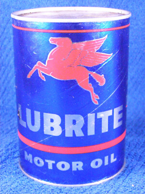 Vintage NOS Mobil LUBRITE 1 Quart Motor Oil Can - Pegasus | eBay