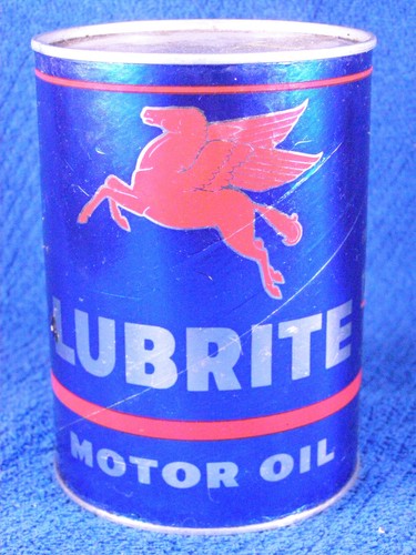 Vintage NOS Mobil LUBRITE 1 Quart Motor Oil Can - Pegasus | eBay