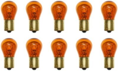 10 x 343 12V PY21W Amber Orange Indicator Car Bulbs BAU15S Straight ...