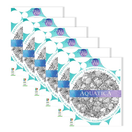 6x Art Maker Zen Color: Aquatica Adults Colouring Activity Book Art ...