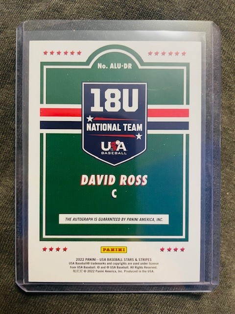 David Ross Auto Autograph Panini Limited Print National Team U.S.A ...
