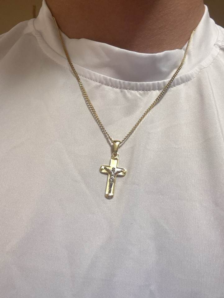 20” Gold Over Silver Cross Chain | eBay