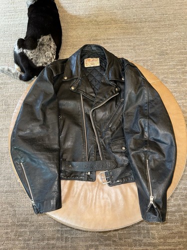 Vintage 70s Black Excelled Motorcycle Perfecto Jacket Size 46 | eBay